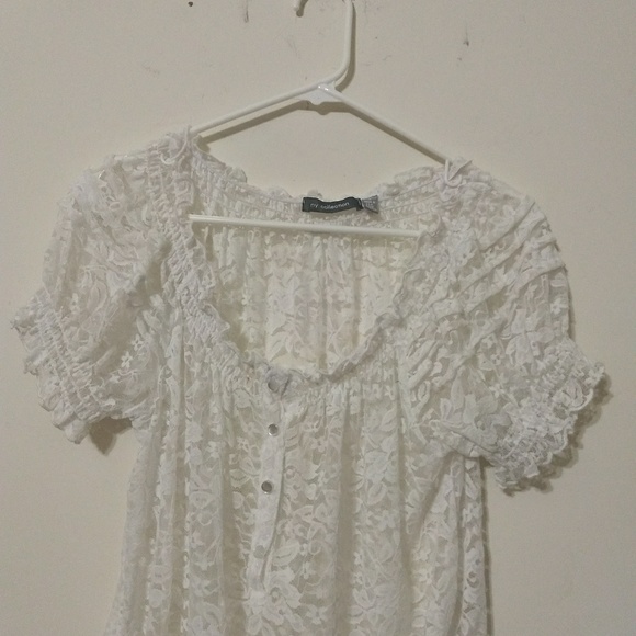 NY Collection | Tops | Ny Collections White Lace Tunic Top | Poshmark